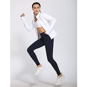 BALEAF Women's Fleece Running Jacket Water Resistant Full Zip Winter Cold Weather Gear Thermal Cycling Workout Jackets White L