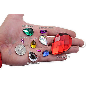 Allstarco 18x13mm Flat Back Teardrop Acrylic Rhinestones Plastic Gems for Jewelry Making Costume Jewels Cosplay Card Making Embelishments Crafts - 30 Pieces (Pink H112)