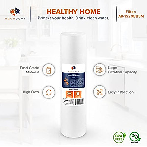 Aquaboon 5 Micron 20" x 4.5" Sediment Water Filter Replacement Cartridge | Whole House Sediment Filtration | Compatible with AP810-2, SDC-45-2005, FPMB5-20, P5-20, FP25B, 155358-43, 10 Pack