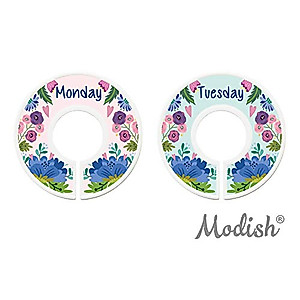Modish Labels, Weekly Clothes Organizer, Days of The Week Closet Organizer System, Daily Closet Organizer, Closet Dividers, School Clothes Dividers (Boho Flowers)