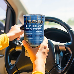 Qatdey Truck Driver Gifts for Men, Cool Gifts for Truck Drivers Tumbler 20oz, Trucker Gifts Mug, Best Gifts for Truckers Cup, Trucker Gifts for Men/Truck Lovers/Dad, Appreciation Gift for Truck Driver