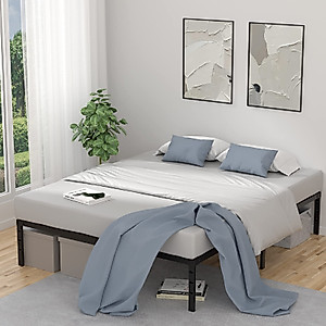 Meberam Full Size Bed Frame 14 Inch Heavy Duty Metal Platform Bed Mattress Foundation Support No Box Spring Need, Black