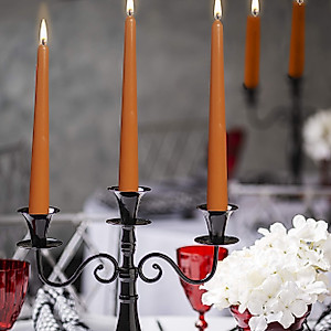 BOLSIUS Orange Taper Candles - 4 Pack Unscented 10 Inch Dinner Candle Set - 8 Hours Burn Time - Premium European Quality - Smokeless and Dripless Household Wedding, Party, and Home Decor Candlesticks