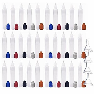 JOYWEE (30 Pack, Multi Color Caps) 30ml PE Pen Plastic Bottle with Childproof Cap for Vape Liquid, Light Oil, Paint, dropper bottle eliquid bottle liquid bottle squeeze bottle TIP Dropper Bottle