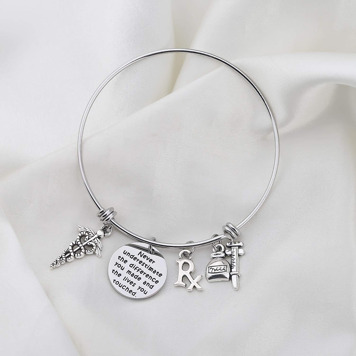 AKTAP Pharmacist Pharmacy Gift Never Underestimate The Difference You Made Rx Pharmacist Bracelet Pharmacy Tech Jewelry Pharmacist Retirement Gift (Rx Pharmacist Bracelet)