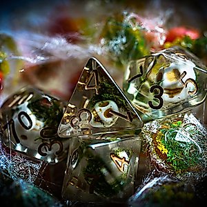UDIXI 7-Die DND Dice Set, Polyhedral Dice Set for Dungeons and Dragons, D&D Skull Dice for RPG MTG Table Games, D and D Dice Set (Skull-Seaweed)