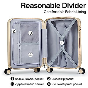 Hanke 26 Inch Luggage Large Suitcase With Spinner Wheels Tsa Luggage Suitcases Traveler's Choice Hard Case Luggage For Women & Men Rolling Checked Luggage(Cuba Sand)