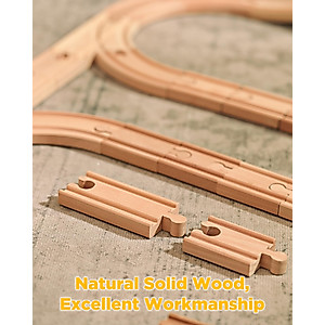 SainSmart Jr. Wooden Train Track 24pcs, Track Expansion Compatible with All Major Brands Toddler Railway Toy Train Set Boys Train Set 3+