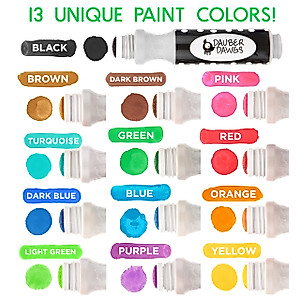 Washable Dot Markers 13 Pack With 121 Activity Sheets For Kids, Gift Set With Toddler Art Activities, Preschool Children Arts Crafts Supplies Kit, Special Holiday Bingo Dabbers Dobbers, Dauber Dawgs