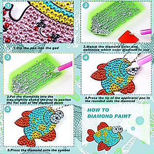 8 Pcs Diamond Art Keychains Diamond Painting Keychains Kids Arts and Crafts 5D Diamond Painting Kits Gem Art Diamond Keychains for Boys Girls Ages 8-12 DIY Gift Birthday Party Favors (Ocean Style)