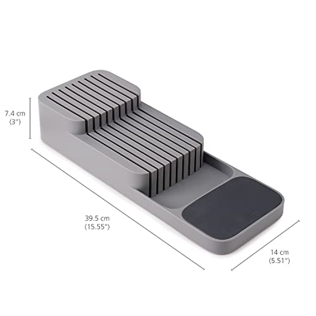 Joseph Joseph 85120 DrawerStore Kitchen Drawer Organizer Tray for Knives Knife Block, Gray