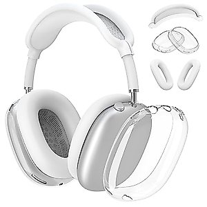 【3 in 1】 Silicone Case for AirPod Max,Clear Soft TPU Anti-Scratch Ear Cups Cover/Ear Pad Case Cover/Headband Cover for AirPods Max,Soft Silicone Accessories Protective Cover for Apple AirPods Max