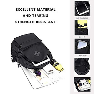 Large Black Waterproof Oxford Rucksack Business College Travel Laptop Backpacks with USB Charging Port Casual Daypack