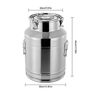 28 Liter Milk Can 304 Stainless Steel Milk Bucket 7.4 Gallon Wine Pail Bucket Heavy Duty Milk Can Tote Jug with Sealed Lid for Milk and Wine Liquid Storage