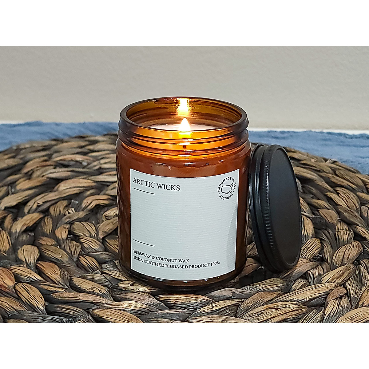 Pumpkin Spice Latte Candles | Arctic Wicks Scented Candles Coconut & Beeswax Candles | 9oz Amber Non-Toxic Candle Fall Decor Candles Gifts Pumpkin Spice Candles for Autumn | USDA Certified Biobased