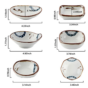 MOSYONE Soy Sauce Dish, Dipping Sauce dishes set of 6 - Elevate Your Dining Experience with Small Bowls for Side Dishes, Sushi, Tomato Sauce, Vinegar, Salad Dressing, Soy Spices and Dessert
