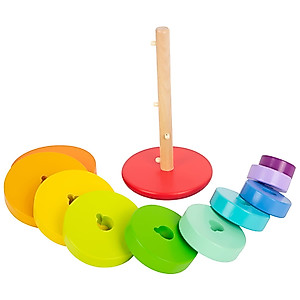 Wooden Large Rainbow Stacking Tower by Small Foot – Babies Learn Hand-Eye Coordination, Patterns and Colors While Developing Fine Motor Skills – Classic Educational Game for Toddlers – Ages 18+ months