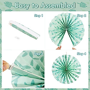 SUNBEAUTY 11 Pcs Sage Green Paper Fans Decoration Ceiling Decor Leaves Paper Fans Decoration Boho Classroom Decor Hanging Paper Fans Decor for Wedding Bridal Birthday Baby Shower