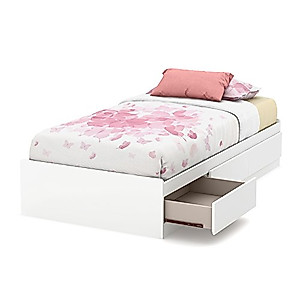 South Shore Callesto Mates Bed with 3 Drawers, Twin, Pure White