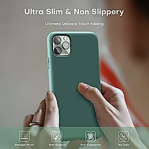 TOCOL 5-in-1 iPhone 11 Pro Max Case: 2 Screen & Camera Protectors, Liquid Silicone, Shockproof, 6.5'' Midnight Green