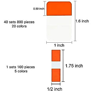 ELII 900 Pieces Tabs Sticky Index Tabs,Writable and Repositionable File Tabs Flags Colored Page Markers Labels for Reading Notes, Books and Classify Files, 41 Sets (Index Tabs)