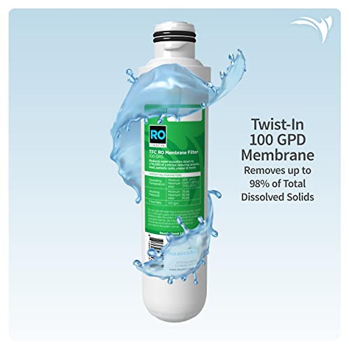 Aquatic Life AQUATICLIFE Reverse Osmosis Twist-in Replacement Water Filter Cartridges Pack Set, 2 Activated Carbon Block, 2 Sediment Filters and 100 GPD RO Membrane, 5-Piece Bundle