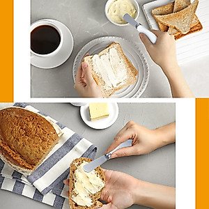 Mixweer 4 Pcs Butter Knife Stainless Steel Butter Spreader Knife with White Porcelain Handle Wide Blade Cheese Knife Spreader for Kitchen Use, 5.1 Inch