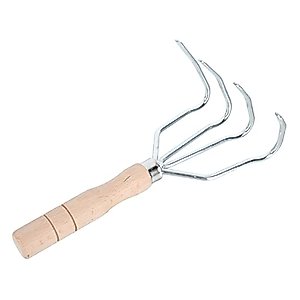 Gardening Rake 1pc Four-Tooth Rake Cleaning Tool Shrub Rake Gardening Tool Tools Handheld Gardening Cultivator Japanese Tools Garden Tractor Rake Digging Tool Wood Forging Leaf