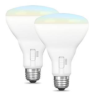 Feit Electric BR30 LED Light Bulb, 100W Equivalent, Dimmable, 5CCT, E26 Medium Base, 90 CRI, 1400 Lumens, Recessed Can Light Bulbs with Switch on Bulb, 13-Year Lifetime, BR30100DM5CCTCA15K/2, 2 Pack