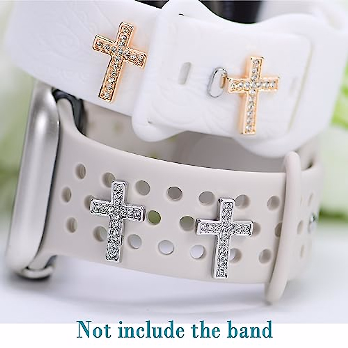 SUNOREEK apple watch band charms cross rose gold , cross charms for iwatch band charms studs for women 38mm 40mm 41mm 42mm 44mm 45mm 49mm ultra , Metal Decorative Rings Loops Charms Studs for iWatch Series 8 7 6 5 4 3 2 1 , Smart Watch Band Accessories Ch