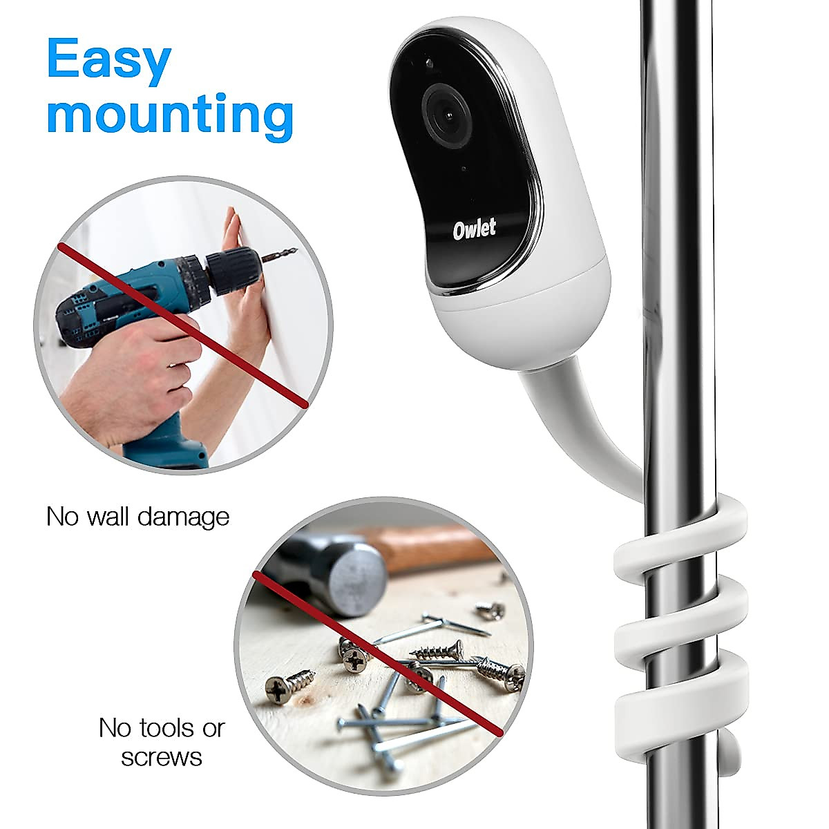 oioaahkeo Baby Monitor Mount for Owlet Duo Baby Monitor,Arlo Camera, Motorola Baby Monitor and VTech VM901 (White)