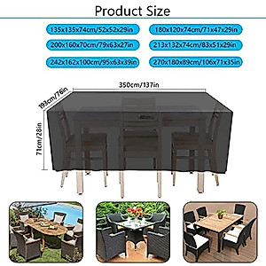 Kingling Patio Furniture Covers, Outdoor Furniture Cover Waterproof Rectangle Outdoor Table Cover Patio Covers for Outdoor Sectional Cover (137'' X76'' X28'')