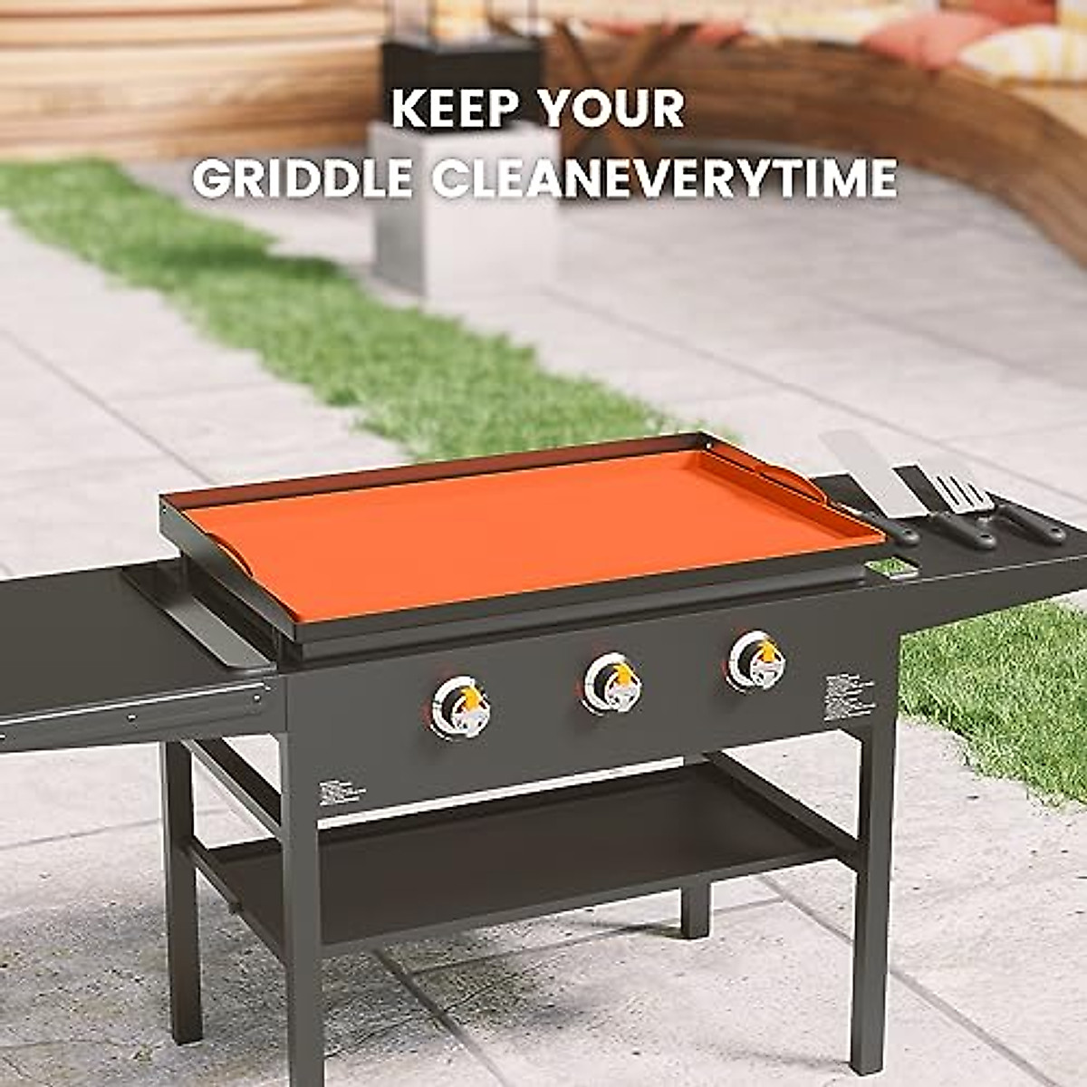 Silicone Griddle for Blackstone 28 Inch Griddle, Size:28 x 17 x 1 inches, Food Grade Waterproof Silicone Mat, Protect Your Griddle from Rodents, Insects, Debris, and Rust(Orange)