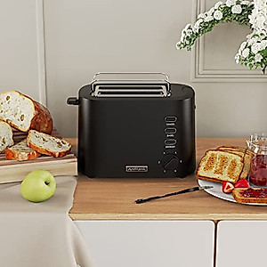 Anfilank Toaster 2 Slice, Wide Slots with Warming Rack, Cancel, Bagel, Defrost Function, 6-Shade Settings, Removable Crumb Tray and High Lift Lever Classic Bread Toaster, 900W BPA free(Black)