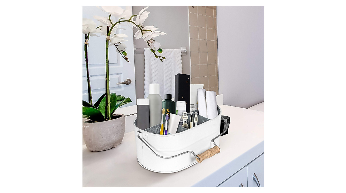 Alpha Living Galvanized Utensil Caddy | Farmhouse Home & Party Organizer