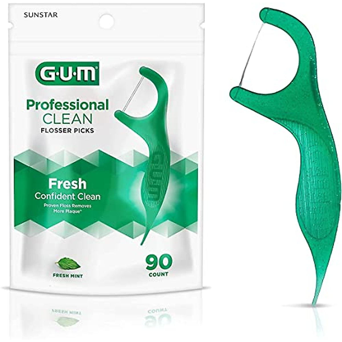 GUM Professional Clean Flossers Fresh Mint - 90 ct, Pack of 5