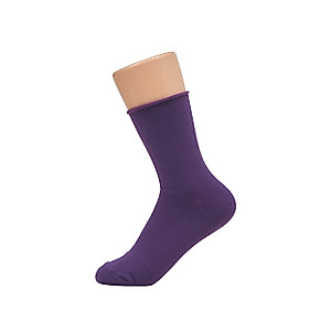 GRISIM Women's Roll Top Ankle High Relaxed Cotton Crew Socks, 3 or 4 Pairs (Shoe Size 6-9) (Rainbow_Red/Green/Purple/Navy)
