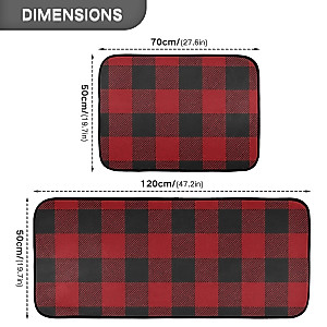 Christmas Kitchen Rugs and Mats,Christmas Kitchen Mat for Kitchen Bathroom Merry Christmas Red Black Buffalo Plaid