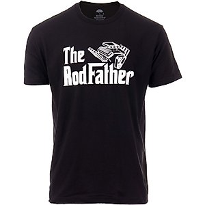 Ann Arbor T-shirt Co. The Rodfather | Funny Hotrod Garage Joke Truck Car Guy Mechanic Auto Racing Hot Rod T-Shirt for Men Dad Grandpa-(Adult, L) Black