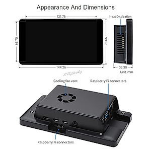 XYGStudy 5.5 inch Raspberry Pi HDMI Capacitive Touch AMOLED Display Monitor Toughened Glass Panel 1080×1920 with Protection Cover Case for Mini PC Raspberry Pi 4 Model B Computer Monitor