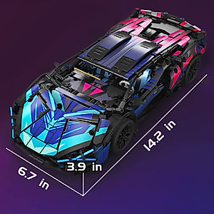 RiceBlock Sports Car Building Blocks Toys Adult Challenges Kits，1:14 Raceing Car Model Building Set for Boys Aged 12+, 1314 Pieces Bricks