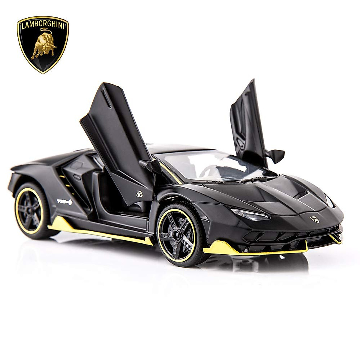 BDTCTK 1/24 Centenario LP770-4 Casting Model Car, Zinc Alloy Pull Back Toy car with Sound and Light for Kids Boy Girl Gift(Black)