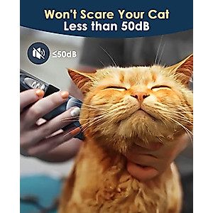 oneisall Cat Grooming Clippers for Matted Hair, 2-Speed Cat Grooming Kit Cordless Low Noise Pet Hair Clipper Trimmer for Dogs Cats Animals (Blue)