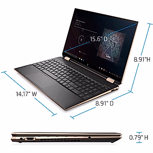 HP Spectre X360 15.6-inch 4K UHD Touchscreen 512GB SSD + 32GB Optane 11th Gen i7 (16GB RAM, Quad-Core i7-1165G7 up to 4.7GHz, Windows 10 Home, 3840 x 2160 Resolution) Nightfall Black, 15-eb1043dx
