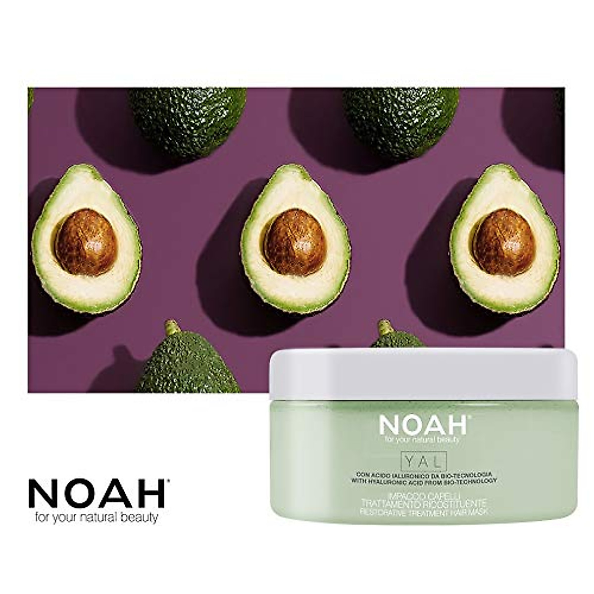NOAH for your natural beauty Restore Hair Mask, 6.76 fl.oz - Hydrating, Anti Aging Hair Mask with Hyaluronic Acid, Avocado Oil, Coconut Oil extracts, Paraben Free, Deep Hair Conditioner