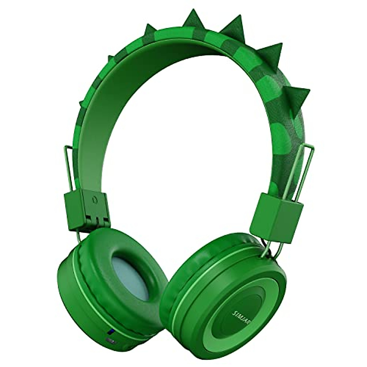 SIMJAR Kids Bluetooth Headphones with Microphone for School, Dinosaur Over-Ear Kids Wireless Headphones with Volume Limiter 94dB, Foldable Adjustable Headband for iPad/Airplane/Travel/Tablet (Green)