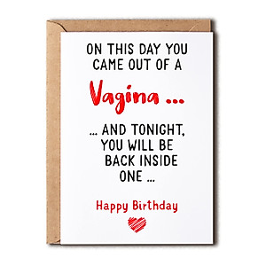 On This Day You Came Out Of A Vagina - On This Day Rude Funny Birthday Card For Him - For Her Happy Birthday Card Adult Birthday Card.