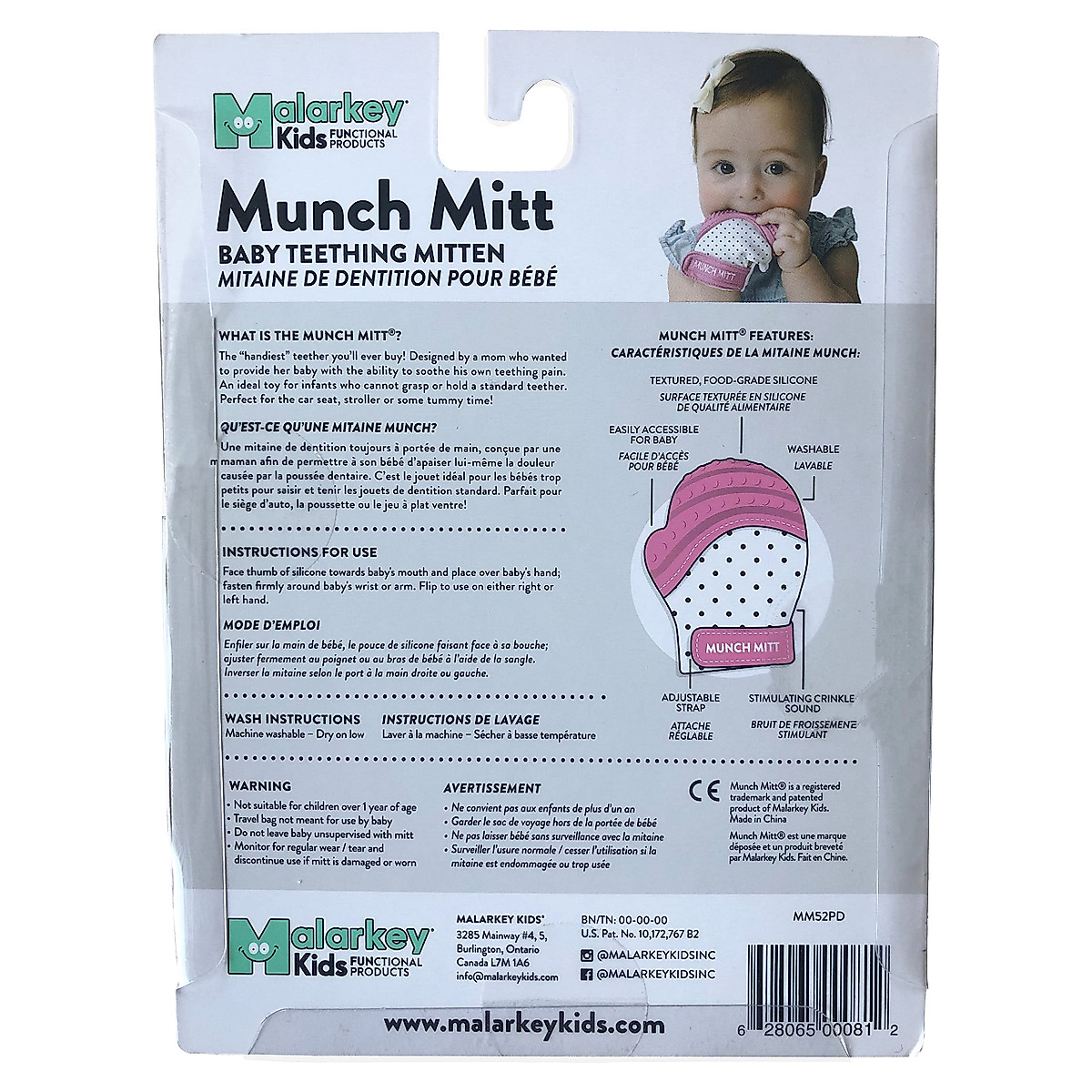 Malarkey Kids Baby Teething Mitten, Munch Mitt Baby Chew Toy - Protects Hands from Chewing & Saliva, Heals Aching Gums, Promotes Sound & Visual Stimulation for Babies Up to 1-Year-Old (Night Forest)