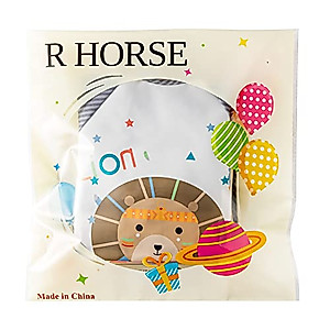 R HORSE 5Pcs Short Sleeved Bib for Baby Toddlers Waterproof Sleeved Bib with Crumb Capacity Pocket Animals Baby Bib Infants Feeding Bib with Deer Flamingo Lion Pattern for Baby Shower Age 0-36 months