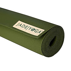 JadeYoga Voyager Yoga Mat - Lightweight & Portable Rubber Yoga Mat - Non-Slip Exercise Mat for Women & Men - Great for Yoga, Home Workout, Gym Fitness, Pilates, Stretching, and More (68" Olive Green)